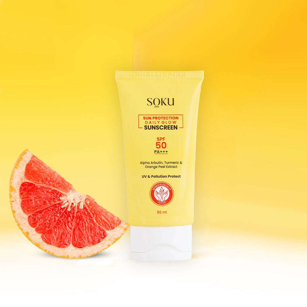 Buy SOKU Sun Protection Daily Glow Sunscreen SPF 50 Online in India at ...