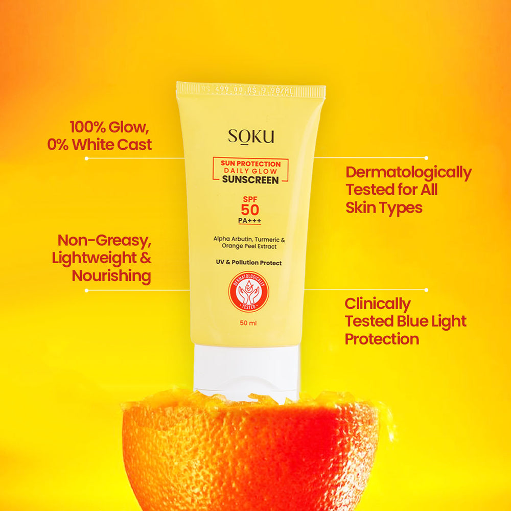 Buy SOKU Sun Protection Daily Glow Sunscreen SPF 50 Online in India at ...