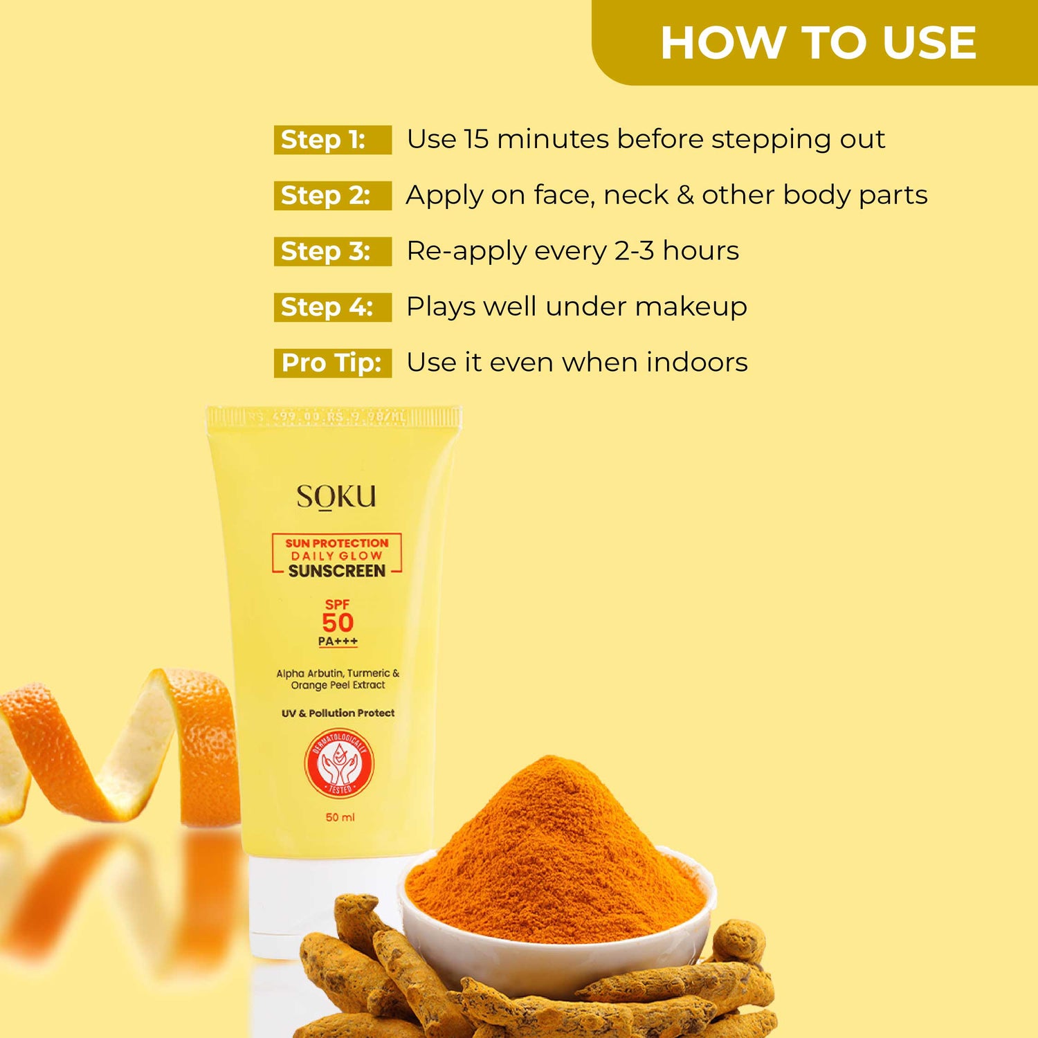 Buy SOKU Sun Protection Daily Glow Sunscreen SPF 50 Online in India at ...